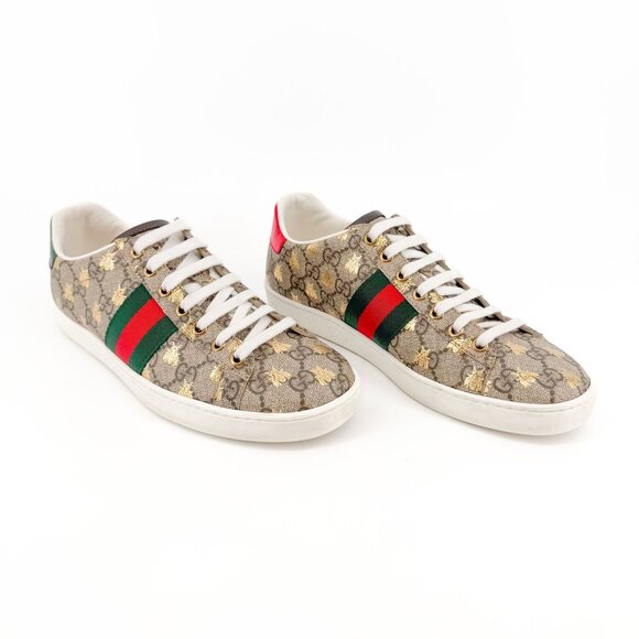 Gucci | Shoes | Gucci Ace Low Top Sneaker Eu 375 Us 75 Beige Gg ...